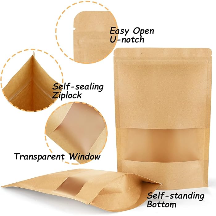 home stand up pouch with ziplock brown brown pouches window with lamination